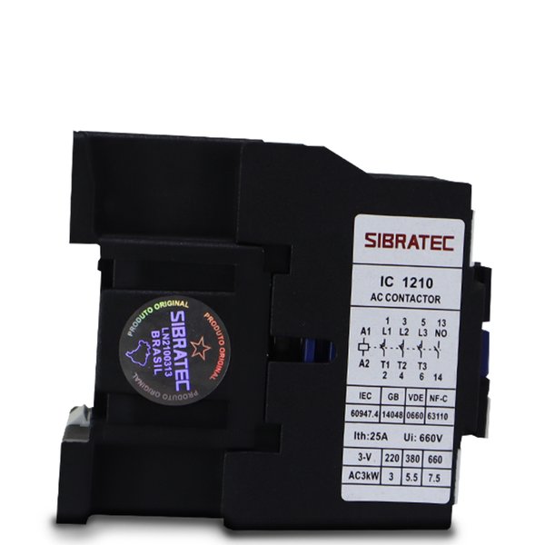 Contator Tripolar IC1210 12A | 1NA | Bobina 220 Vca