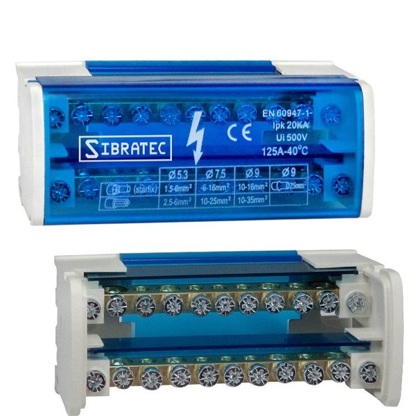 Bloco de Distribuição S112 2 Barramentos 125A | 11 Entradas