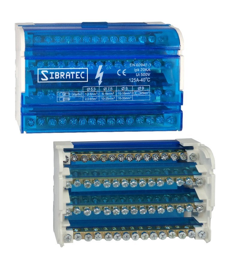 Bloco de Distribuição 4 Barramentos 125A | S112-05 15 Entradas