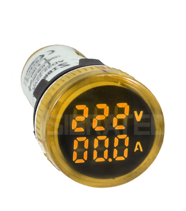 Voltímetro/Amperímetro Digital AD22 60-500Vca 0-100A | Amarelo