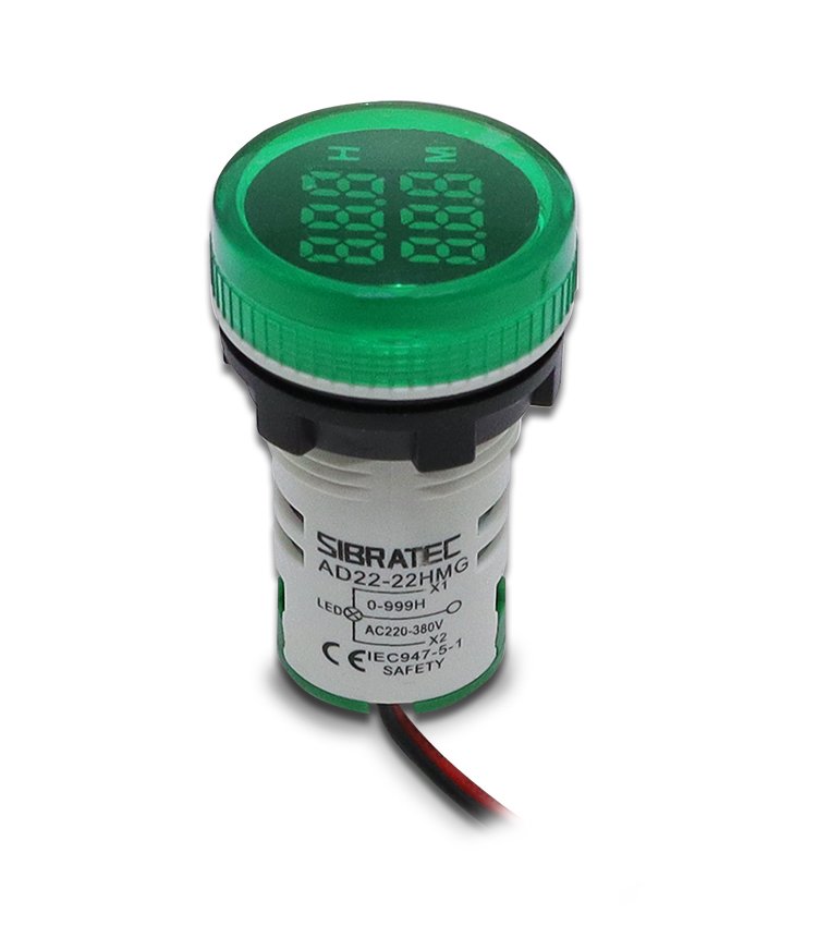 Horímetro Digital AD22 0-999H 220Vca | Verde