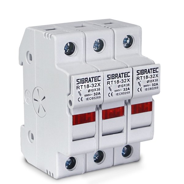 Porta Fusível Cartucho RT18-32 10x38mm | até 32A 3 Polos