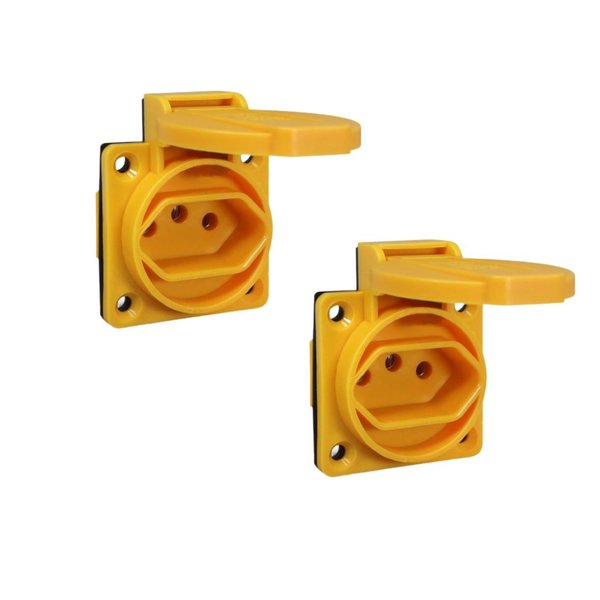 Kit Tomada 2P+T Embutir Padrão BR 20A Amarela com Tampa