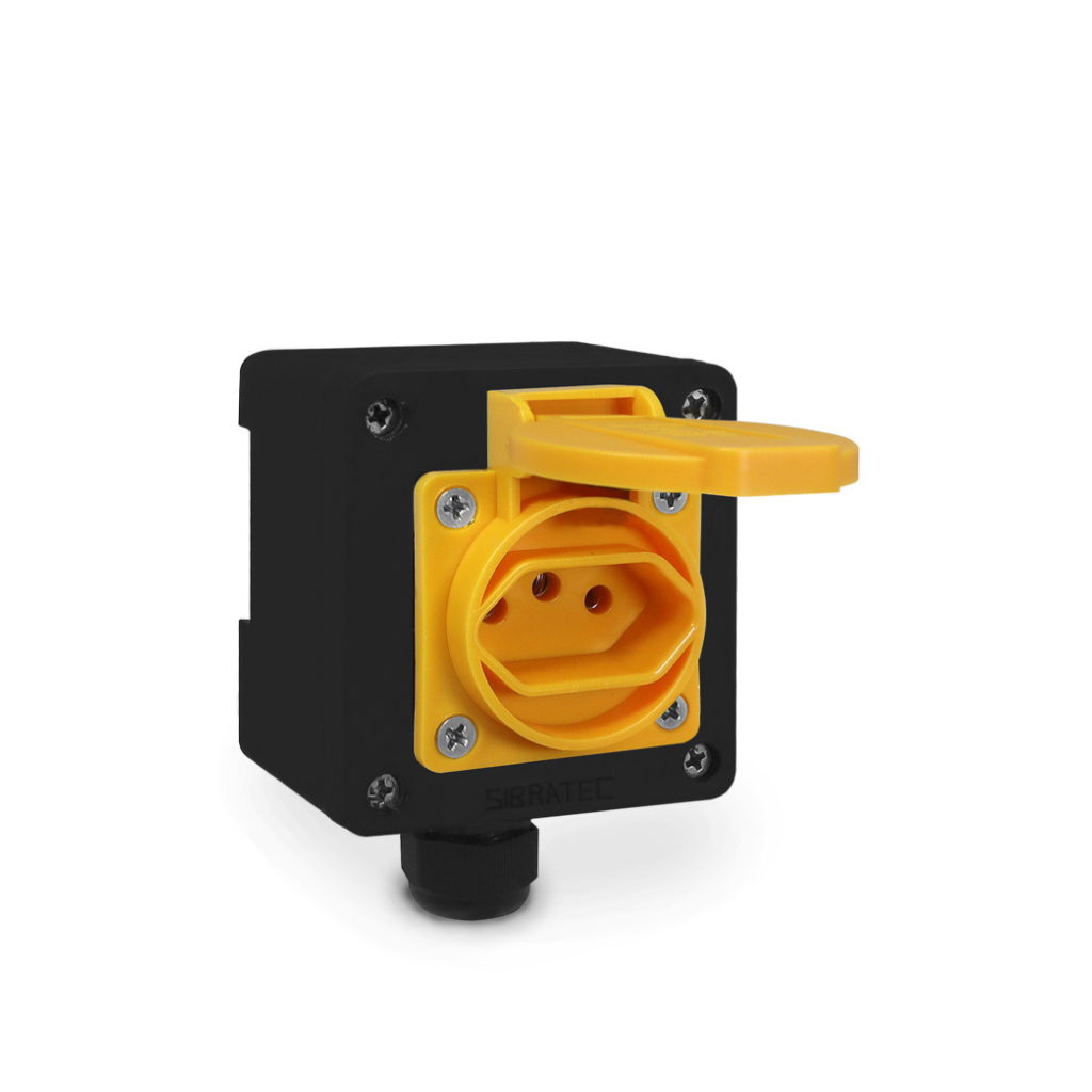 Tomada + Caixa Preta Padrão Brasileiro 2P+T 20A | Amarelo