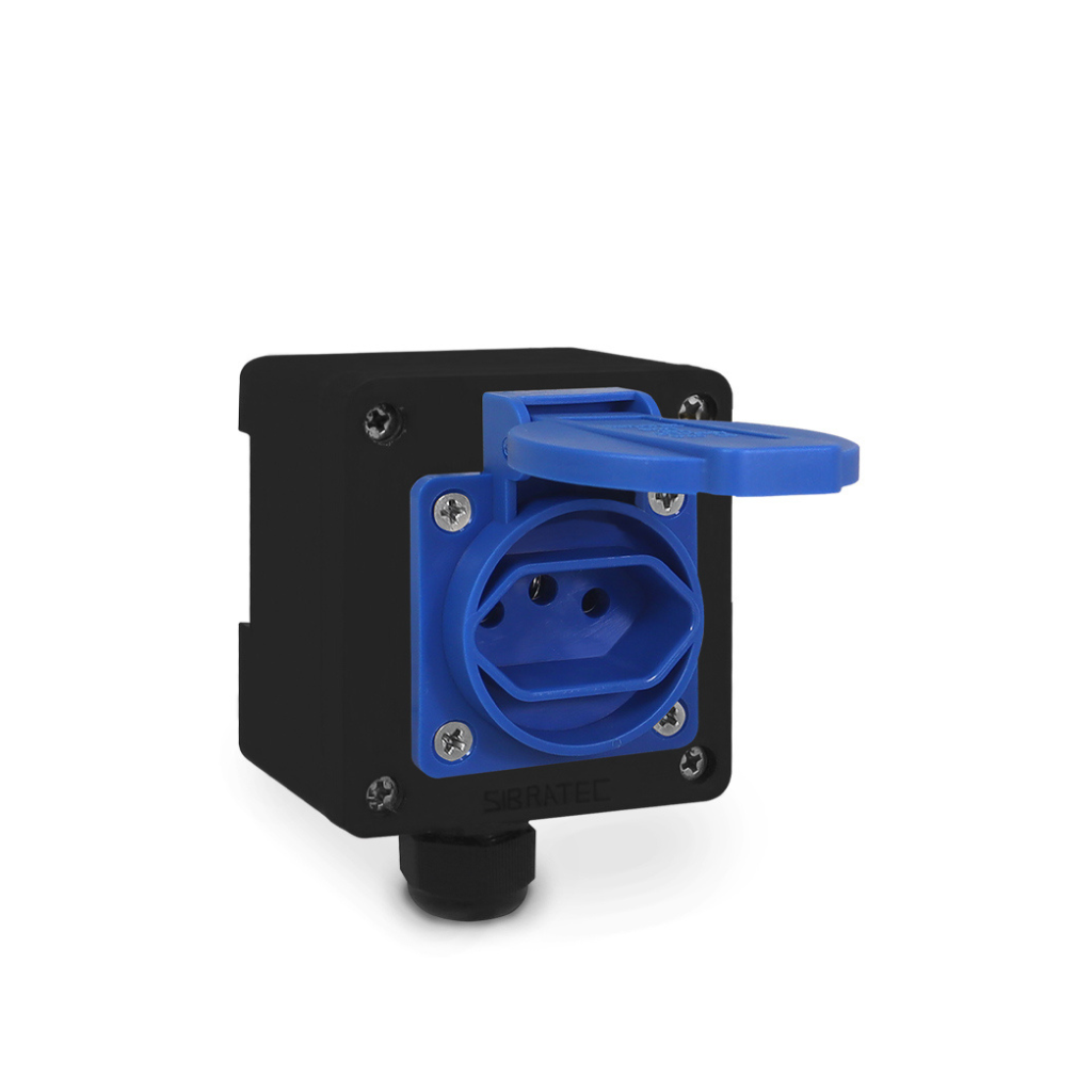 Tomada + Caixa Preta Padrão Brasileiro 2P+T 20A | Azul