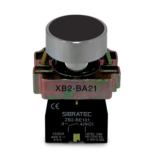 Botão de Impulso Metálico XB2-BA21 Preto 1NA