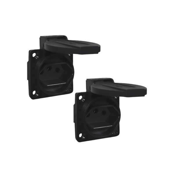 Kit Tomada 2P+T Embutir Padrão BR 20A Preta com Tampa