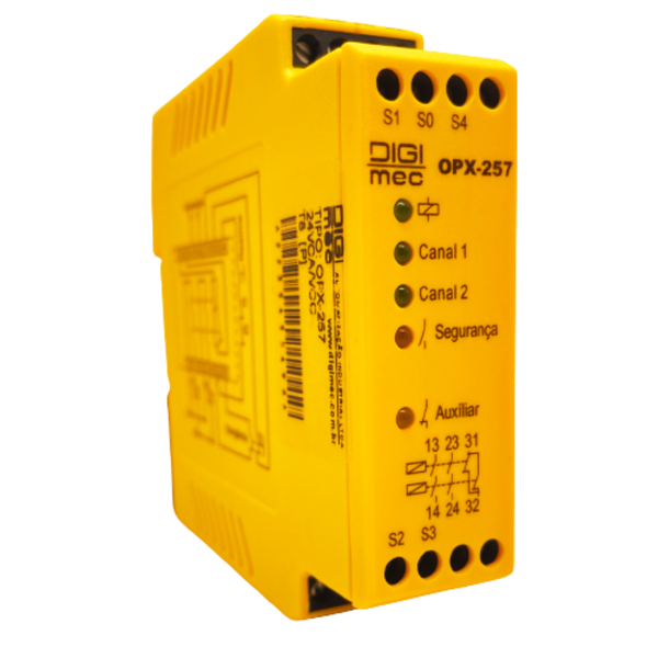 Relé Parada de Emergência Duplo Canal NF 24Vca/Vcc | OPX-257-T8