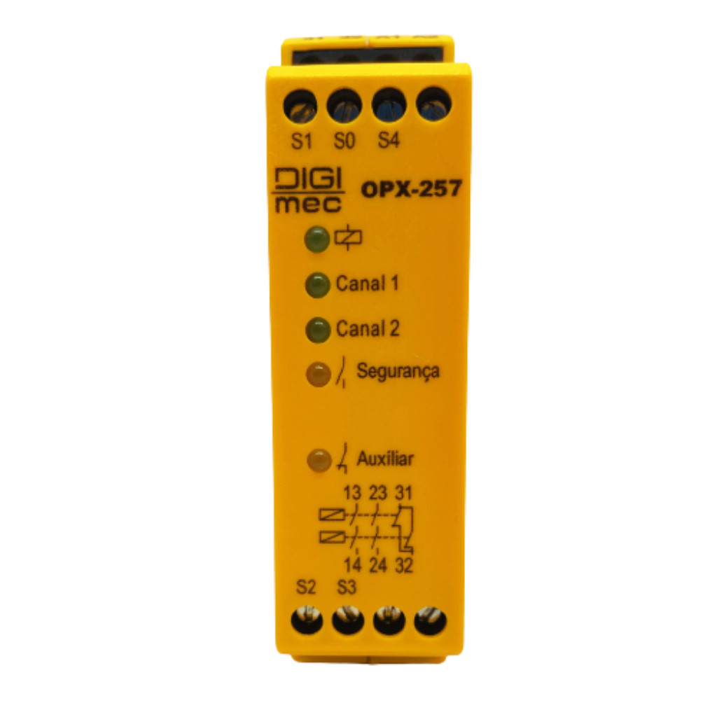 Relé Parada de Emergência Duplo Canal NF 24Vca/Vcc | OPX-257-T8