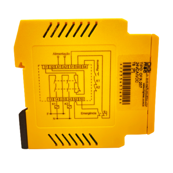 Relé Parada de Emergência Duplo Canal NF 24Vca/Vcc | OPX-257-T8