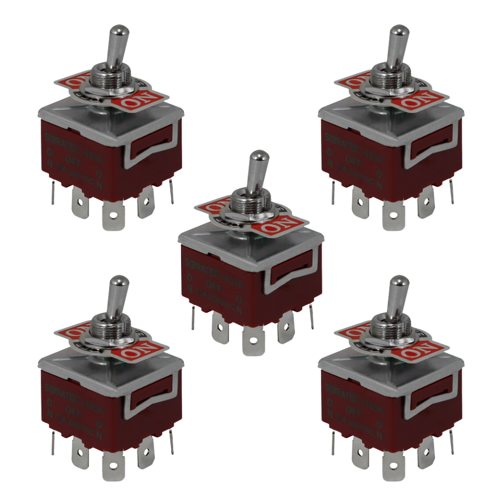 Kit Chave Alavanca 1322A | Liga/Desliga/Liga | 2 Polos | Faston