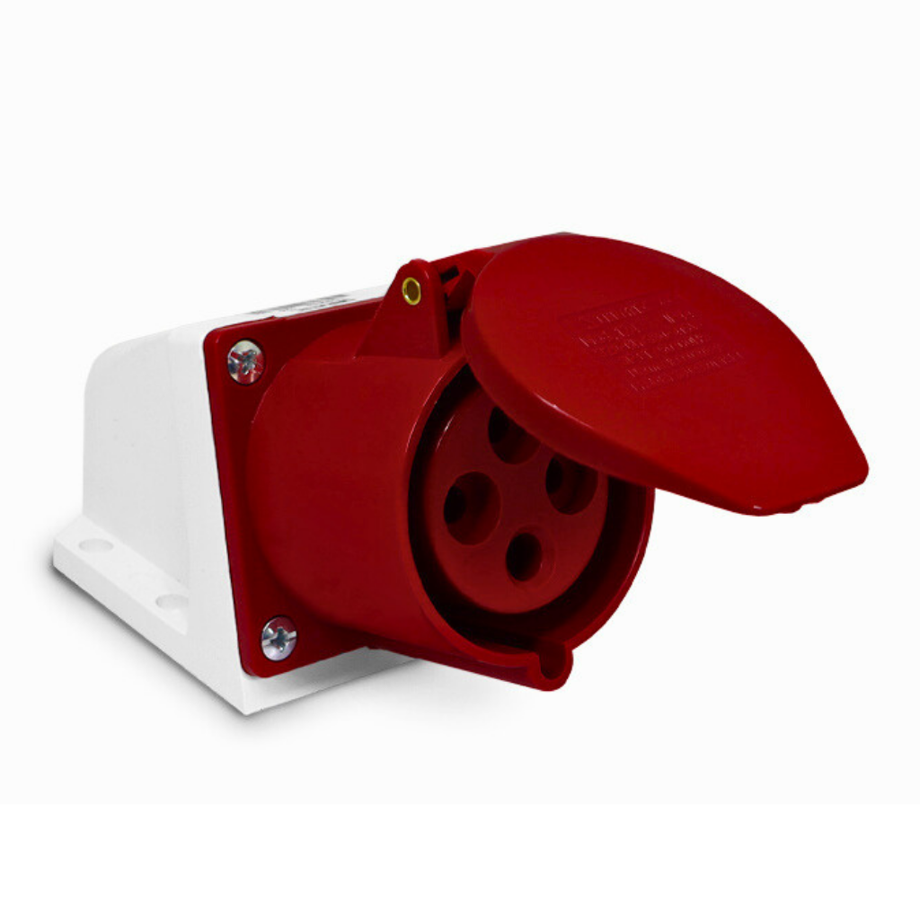 Tomada Industrial de Sobrepor 380Vca Vermelho | 32A 6H 3P+T