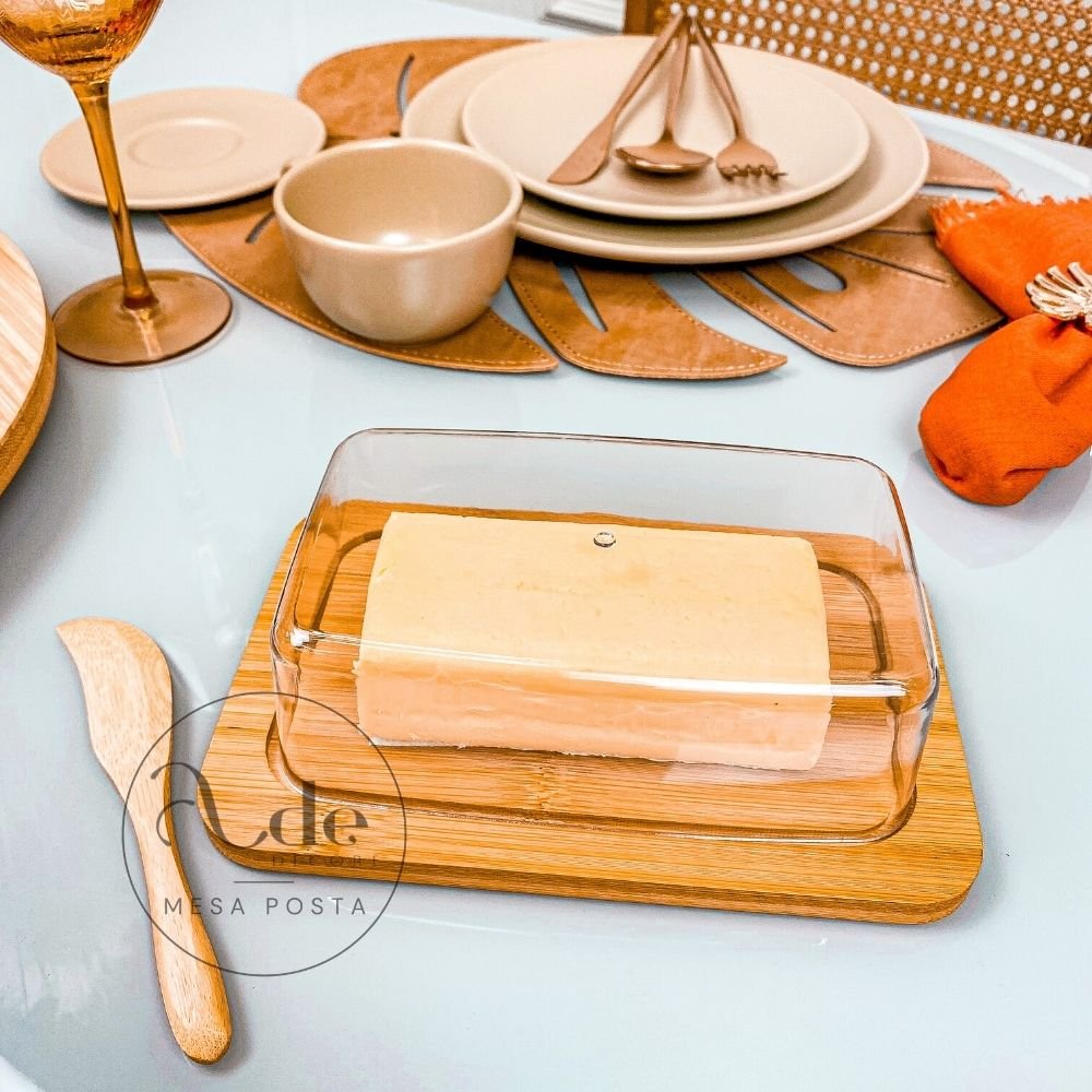 Kit Porta Frios Queijeira e Manteigueira Bambu Kit Porta Frios Queijeira e Manteigueira Bambu