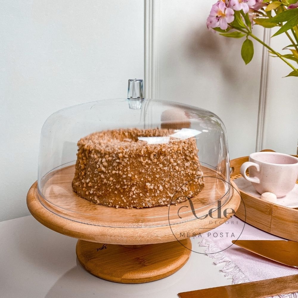 Boleira em Bambu com Tampa e Base - 27 cm