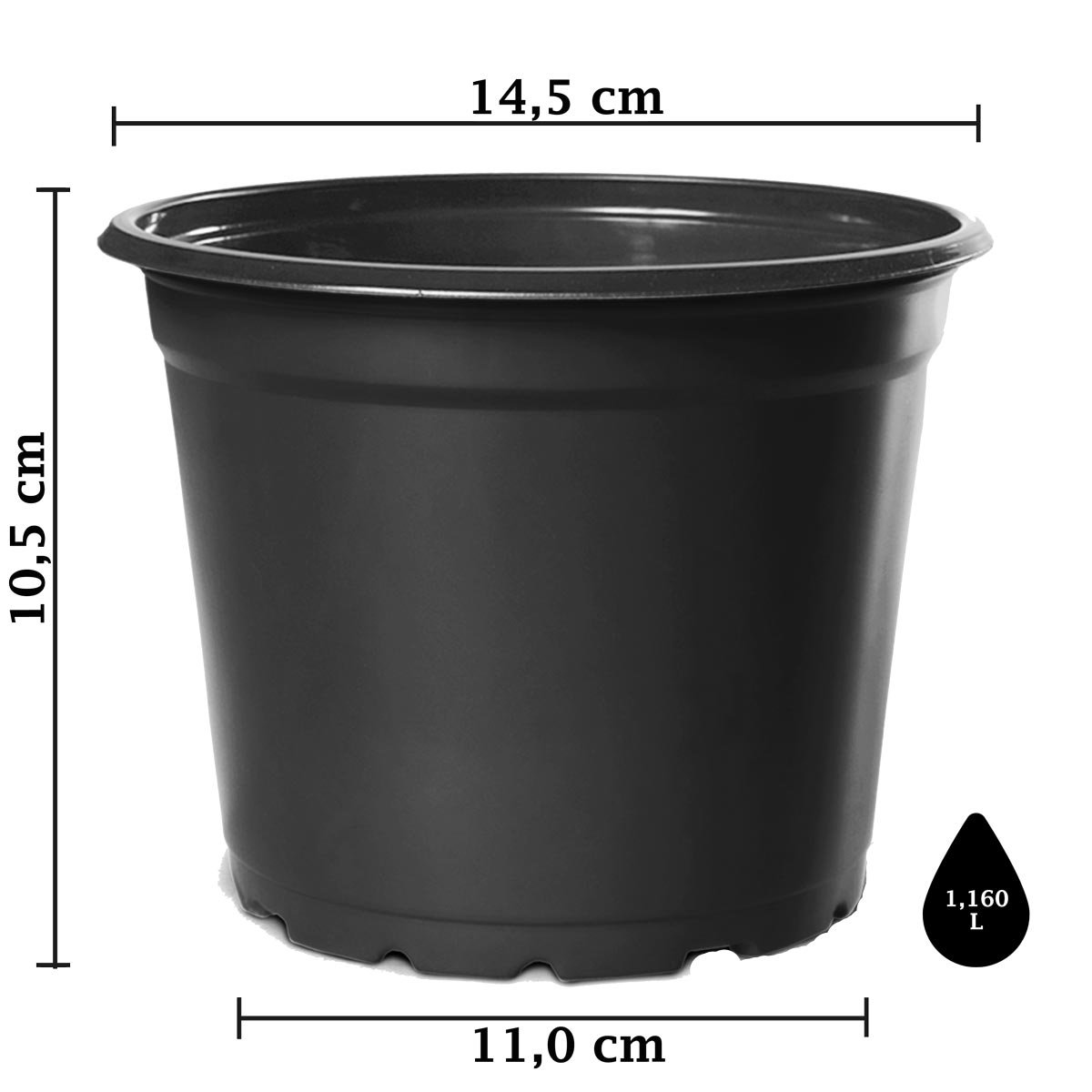 Pote Vaso de Plástico Flexível tipo Holambra NP 15 Nutriplan cor PRETO