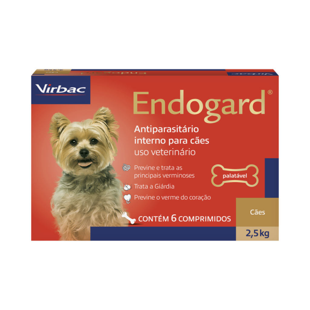 Vermífugo Virbac Endogard para Cães até 2,5 kg - 6 comprimidos