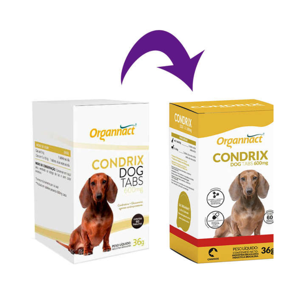 Suplemento Organnact Condrix Dog Tabs com 60 Tabletes 600 mg