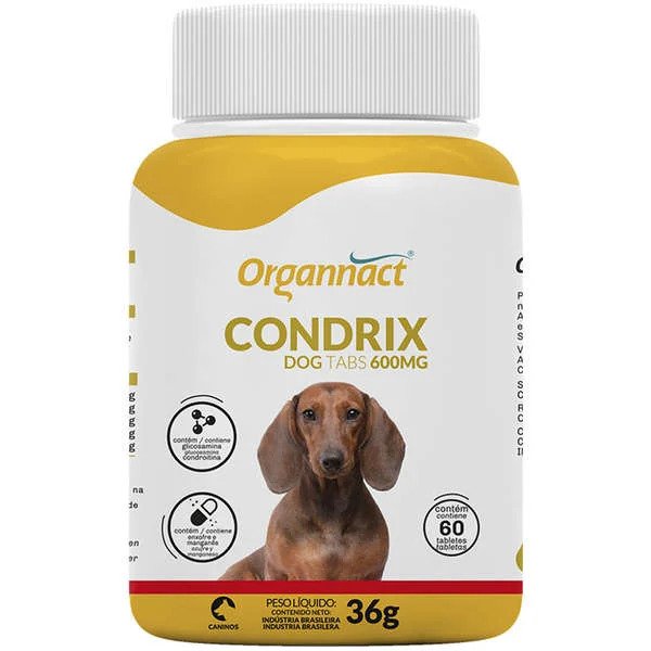 Suplemento Organnact Condrix Dog Tabs com 60 Tabletes 600 mg