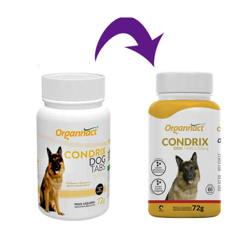 Suplemento Organnact Condrix Dog Tabs com 60 Tabletes 1200 mg