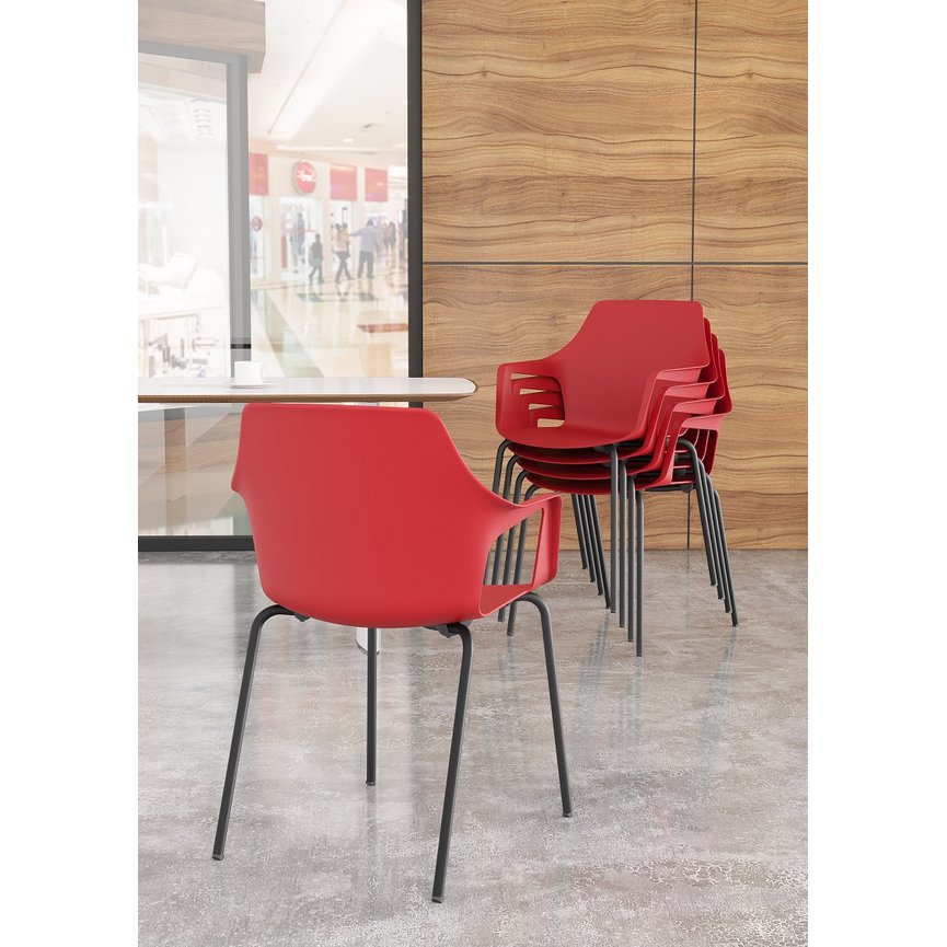 Cadeira Vesper Modelo Fixa em Material Termoplástico Amarelo