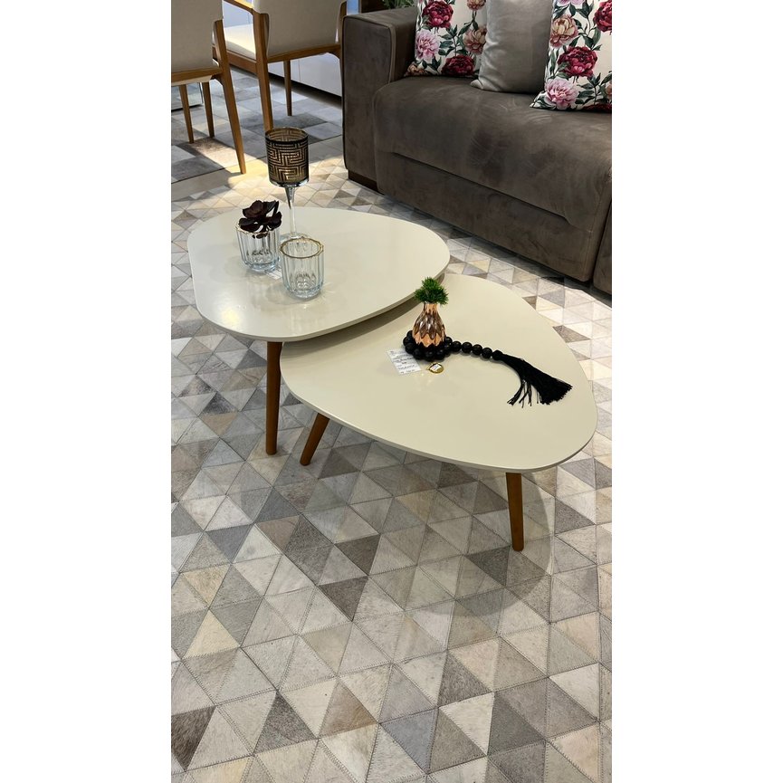 Conjunto Mesa de Centro Triangular Organic Branco