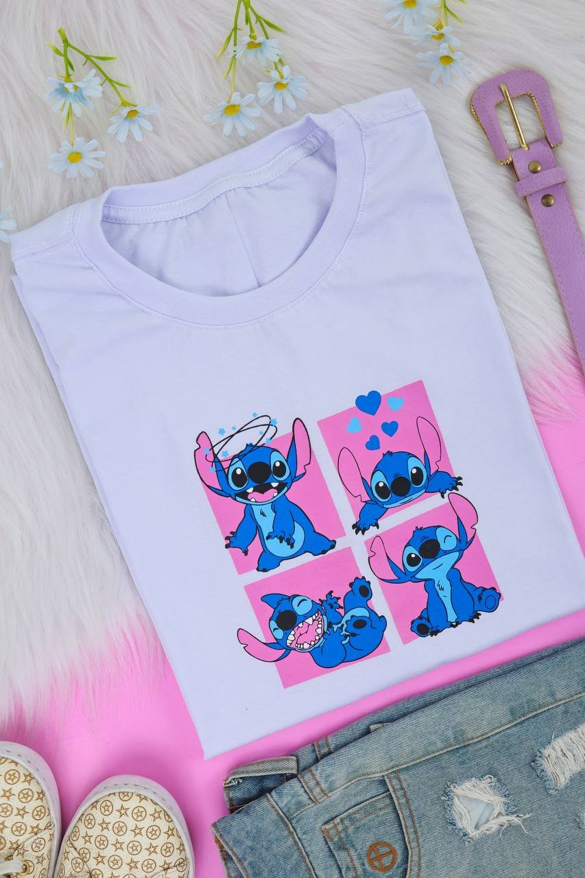 T-shirt Stitch Plus Size G1 e G2 - Branco