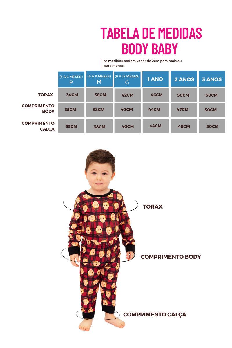 Pijama Personalizado Body Baby Longo Xadrez Red