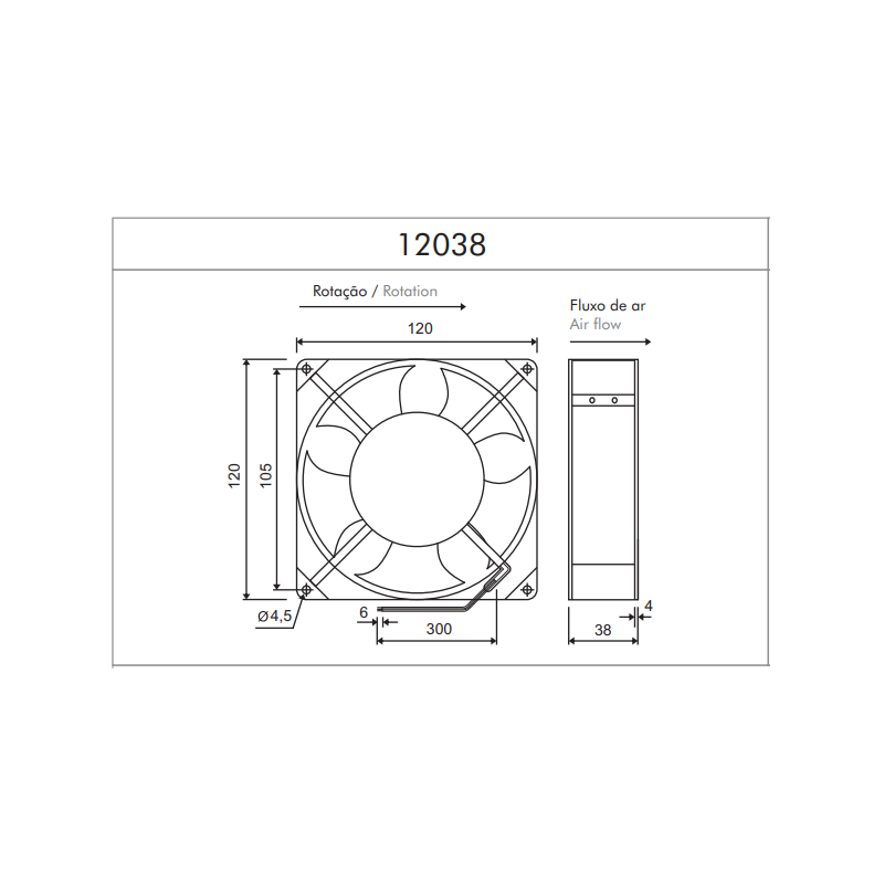 Mini Ventilador 12038ABHSL 120x120x38mm 110/220V - Metaltex