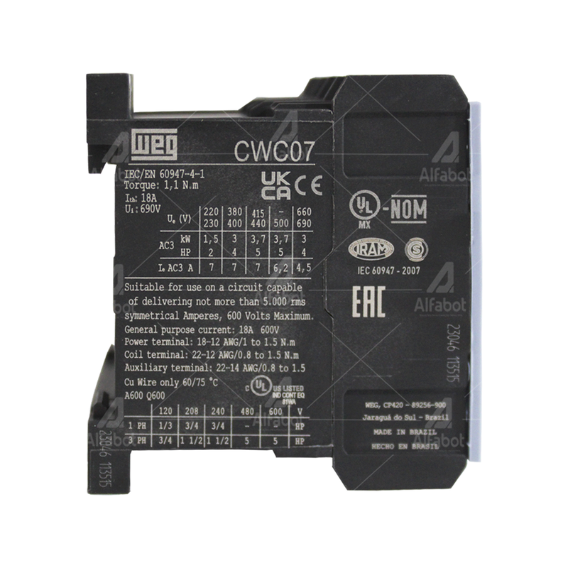 Mini Contator Weg CWC07-10-30C03 24VCC 7A 1NA