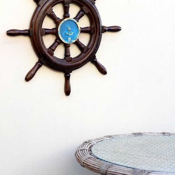 Timão de Barco Decorativo em Resina 50cm Náutica