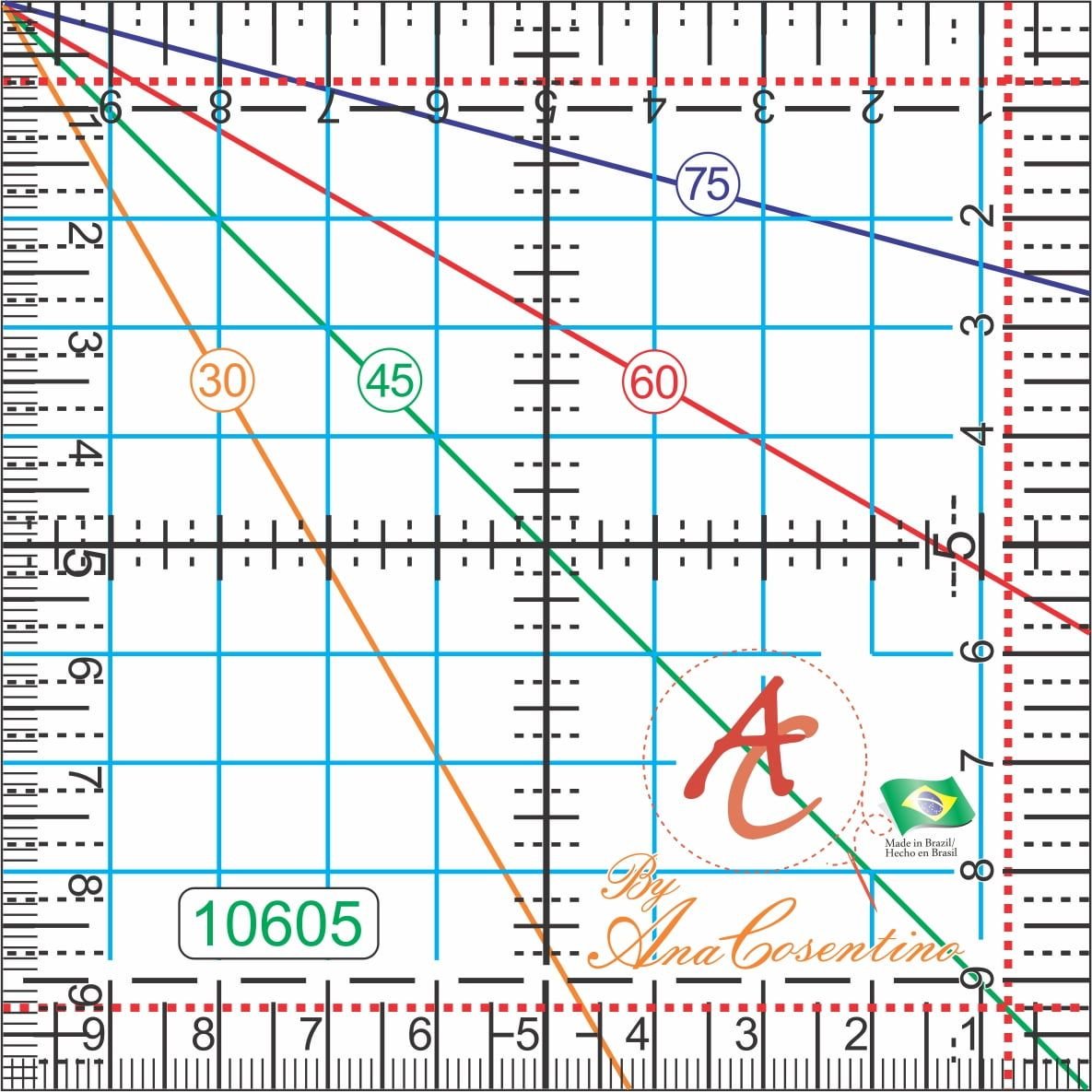 Régua Para Patchwork 10 x 10 cm - 10605