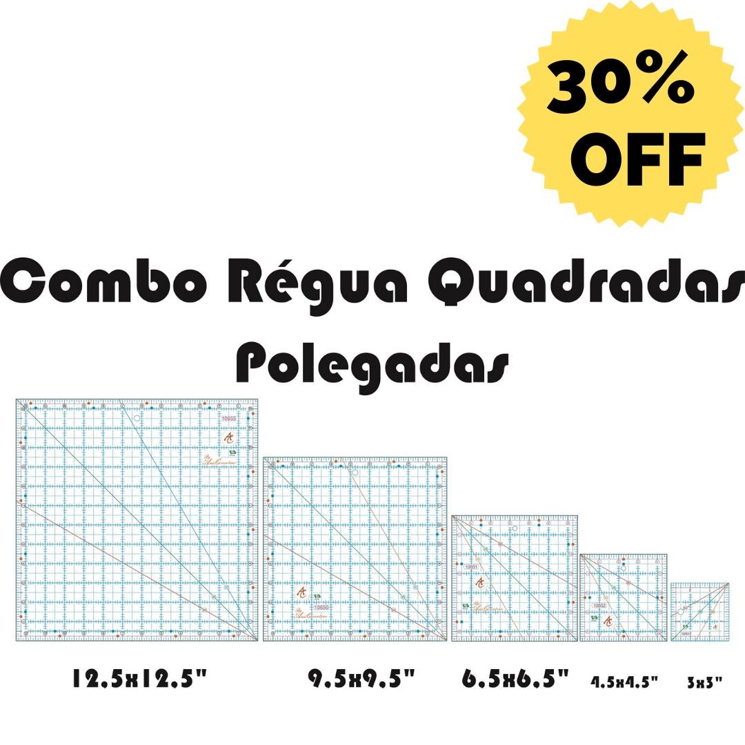 Combo Réguas Quadradas Em Polegadas