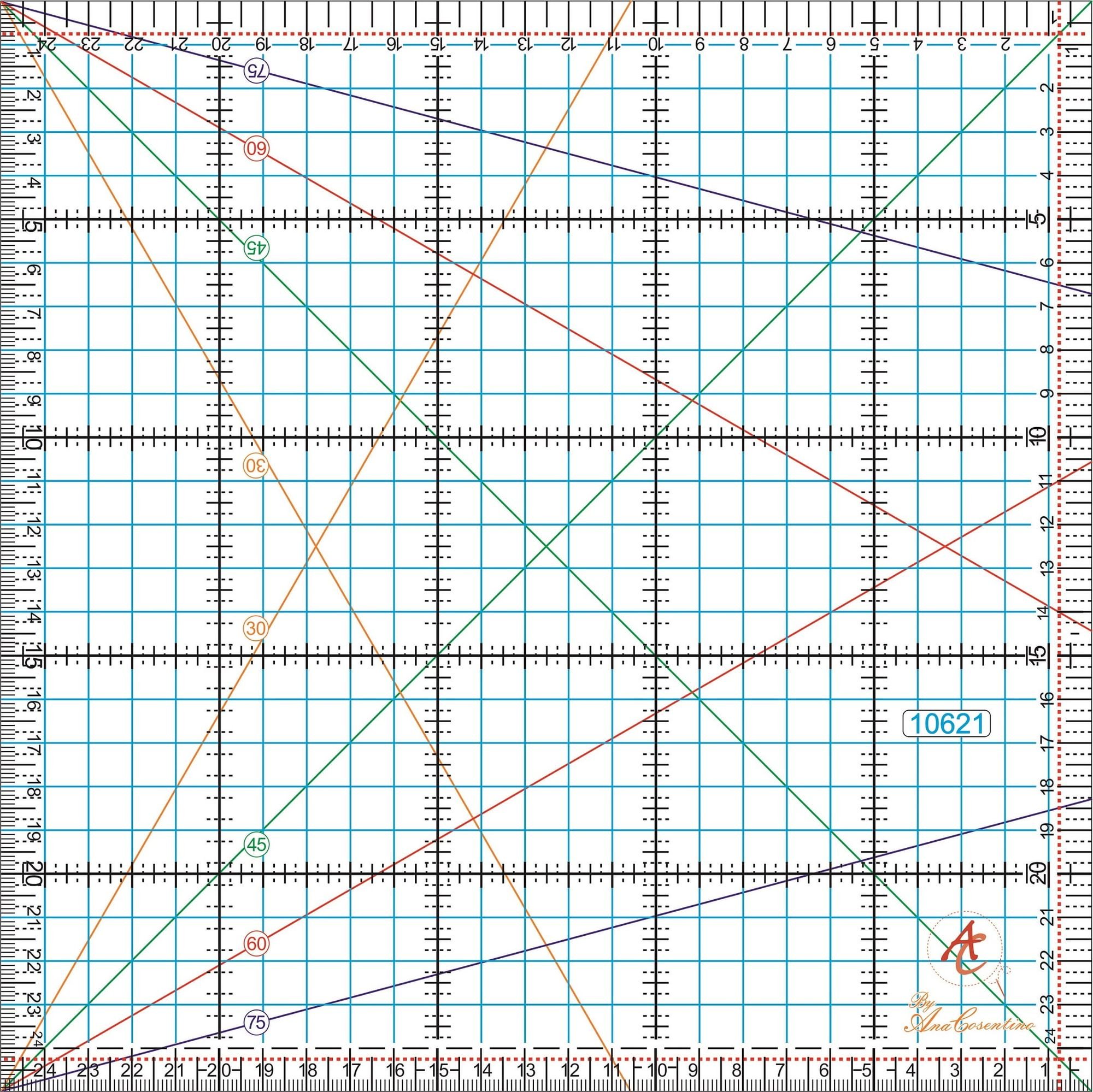 Régua Para Patchwork 25 x 25 cm - 10621