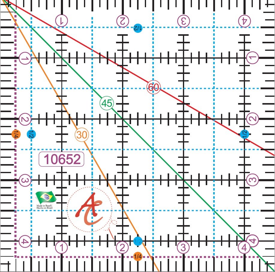Régua Em Polegadas 4,5" x 4,5" - 10652