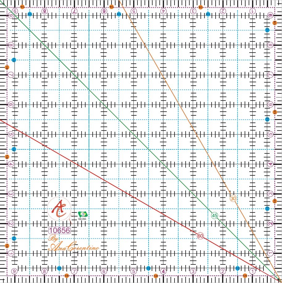 Régua Em Polegadas 9,5" x 9,5" - 10656