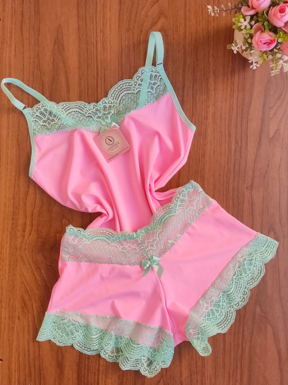 Baby Doll Bicolor Rosa Babaloo com Verde Aquaril - Aninha Intimates ...