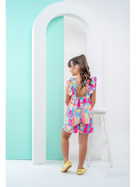 Macaquinho Infantil Menina Estampa Fundo do Mar Anya Kids