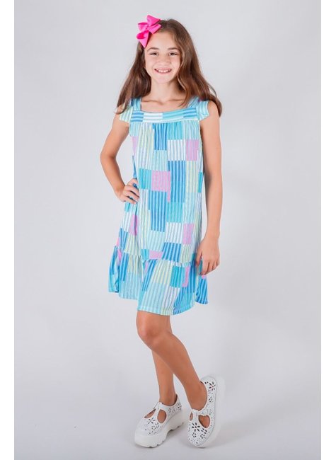 Vestido Infantil Menina Estampado Abstrato TMX - Anya Kids
