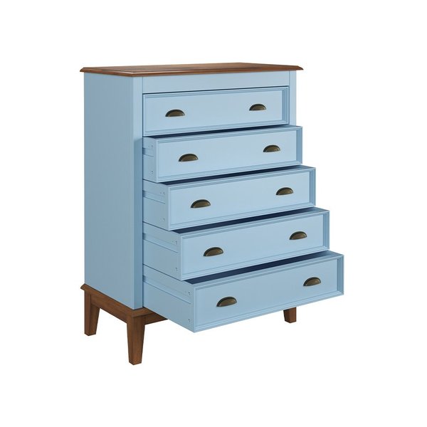 Cômoda 5 Gavetas Azul Claro