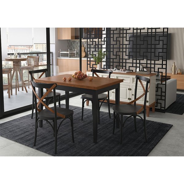 Mesa Colors em Madeira Maciça Retangular 4 Lugares - 120 x 80cm - Preto