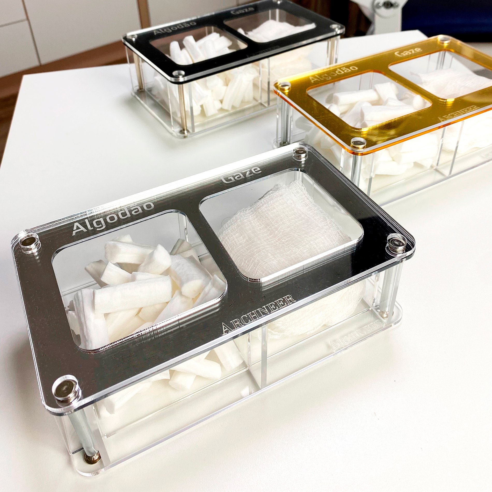 Porta Algodão e Gaze - Suporte Dispenser - Organizador Premium Archneer