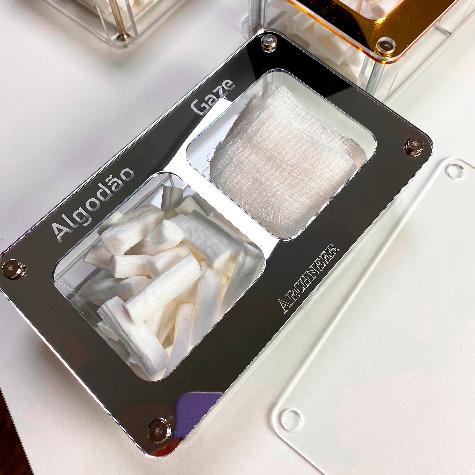 Porta Algodão e Gaze - Suporte Dispenser - Organizador Premium Archneer