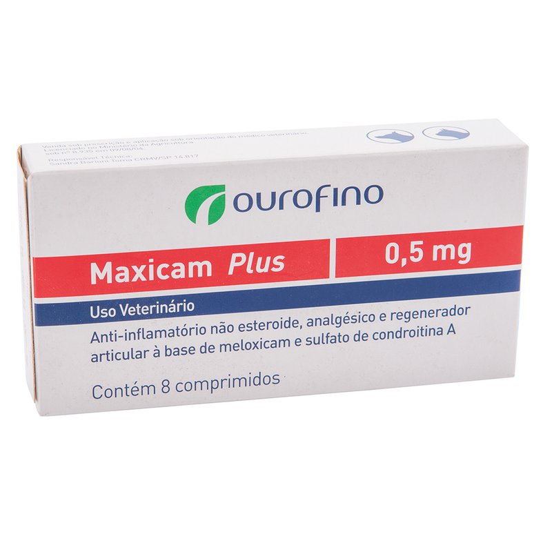 Maxicam Plus Ourofino Cartela 0,5mg 8 Comprimidos