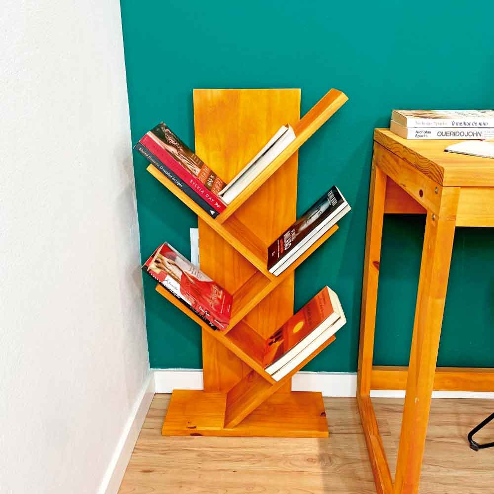 Estante de Madeira para Livros Tree Baixa Carvalho