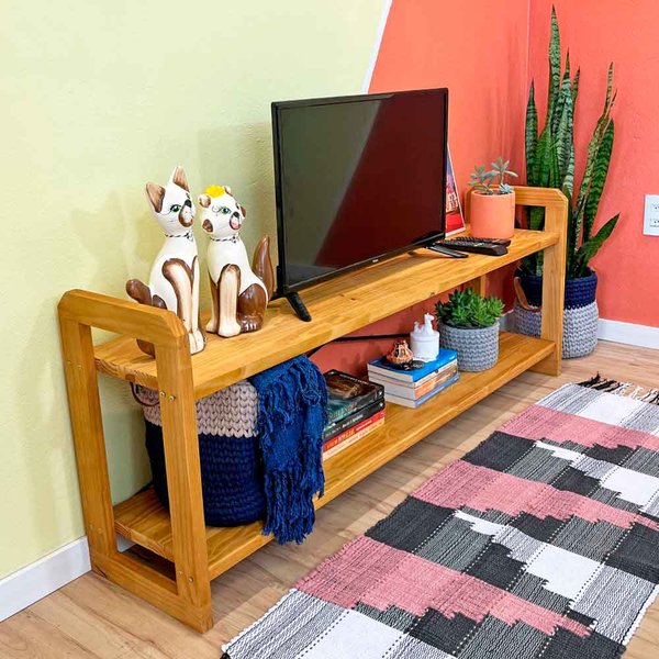 Rack de TV de Madeira Pinus Linea Nozes