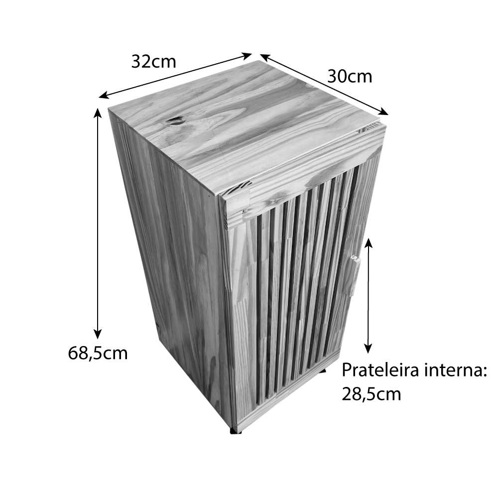 Armário Multiuso Ripado Médio com Rodinhas Natural