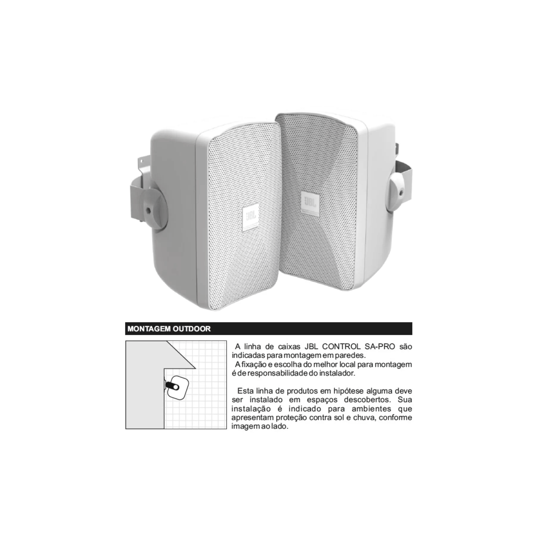 Caixa JBL Control SA-5 Pro Passiva 80w Par Branco