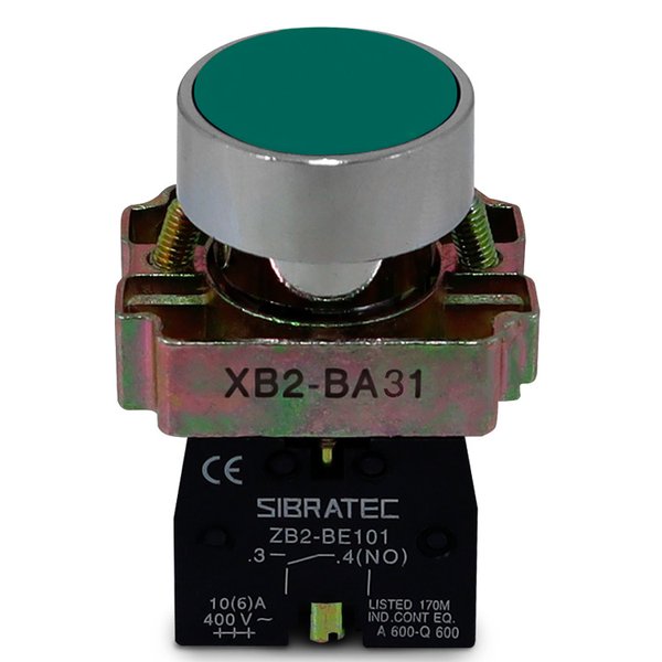 Botão Pulsador Metálico Xb2-Ba31 1na Verde Sibratec