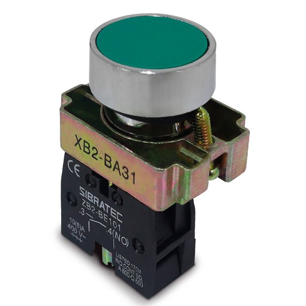 Botão Pulsador Metálico Xb2-Ba31 1na Verde Sibratec