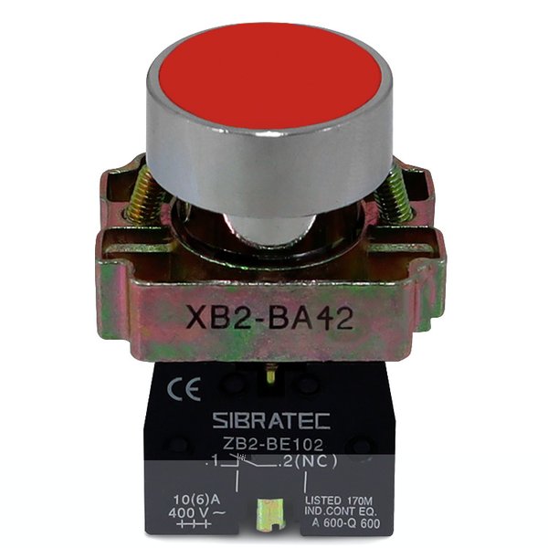 Botão Pulsador Metálico Xb2-Ba42 1nf Vermelho Sibratec